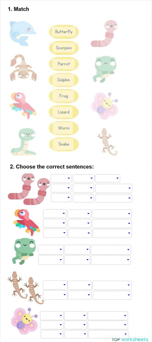 En3-u1-Animals2. Interactive worksheet | TopWorksheets