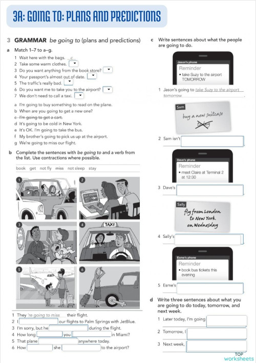 GOING TO: PLANS AND PREDICTIONS. Interactive worksheet | TopWorksheets