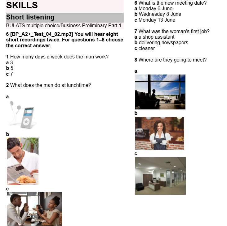 Listening A2+. Interactive worksheet | TopWorksheets