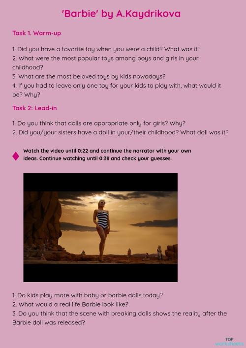 Barbie lesson. Interactive worksheet | TopWorksheets