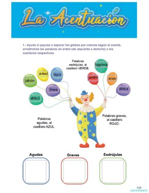 La acentuación. Ficha interactiva | TopWorksheets