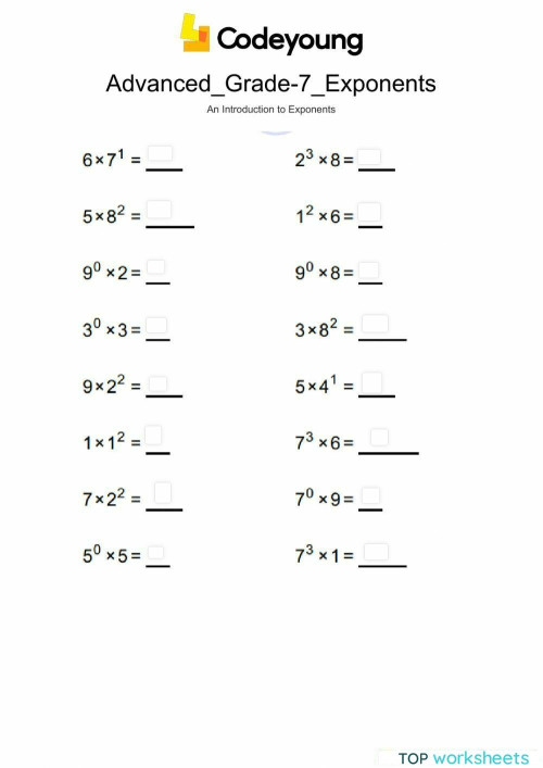 An Introduction to Exponents Advanced interactive. Interactive ...