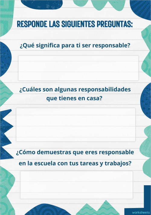 Preguntas sobre la responsabilidad. Ficha interactiva | TopWorksheets