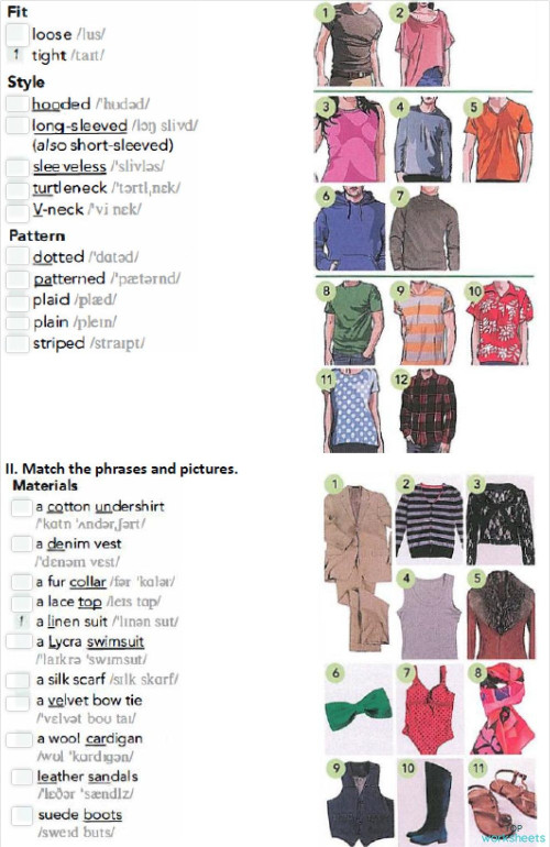 DESCRIBING CLOTHES. Interactive worksheet | TopWorksheets
