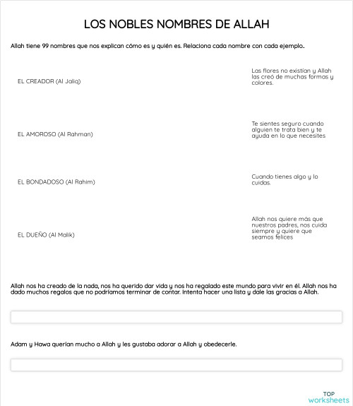 Religión Islámica: fichas interactivas y ejercicios online | TopWorksheets