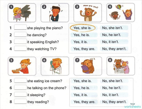 Present Continuous questions. Interactive worksheet | TopWorksheets