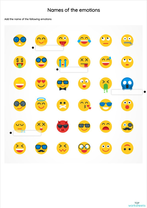 Names of the emotions. Interactive worksheet | TopWorksheets