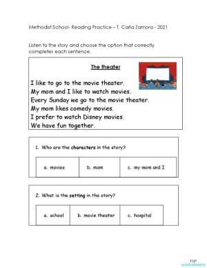 Story The Theater. Interactive worksheet | TopWorksheets