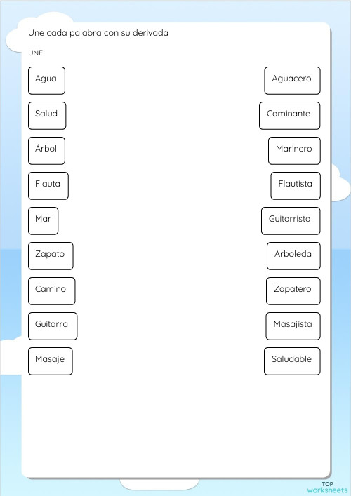 Palabras primitivas y derivadas II. Ficha interactiva | TopWorksheets