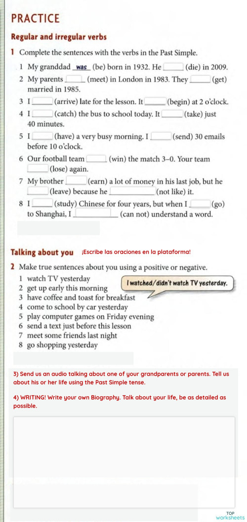 Past Simple Irregular Verbs Practice. Interactive worksheet | TopWorksheets
