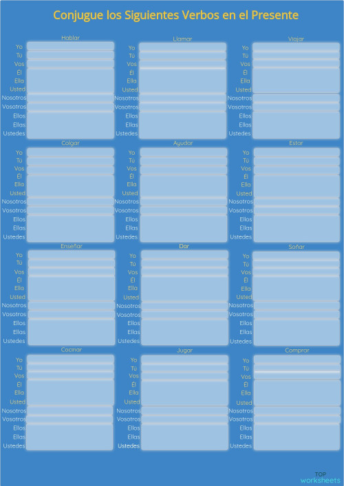 #1 Conjucación - AR en el Presente. Ficha interactiva | TopWorksheets
