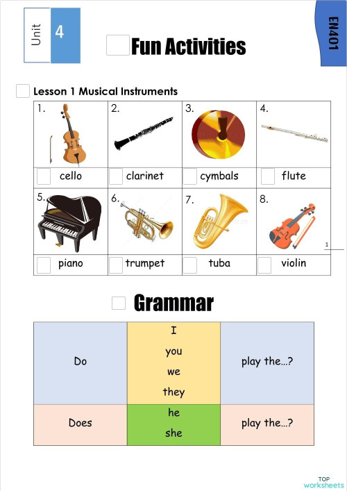 Unit 4 Fun Activities. Interactive worksheet | TopWorksheets