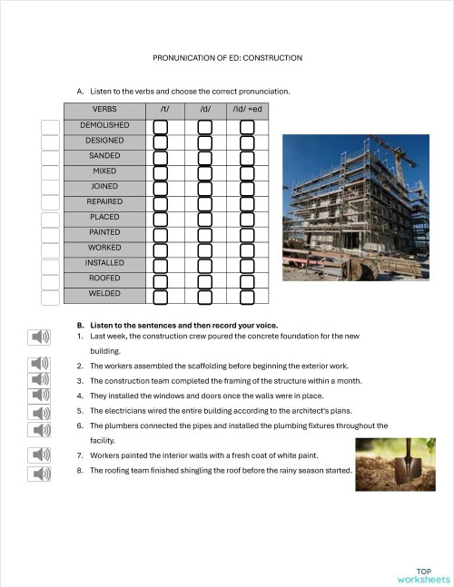 pronunciation of Ed_Construction. Interactive worksheet | TopWorksheets
