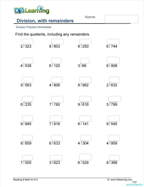 Division Some have remainders 1. Interactive worksheet | TopWorksheets