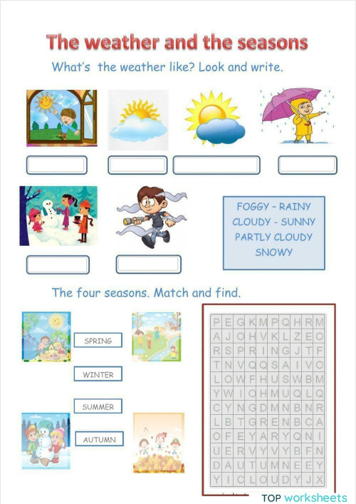 Weather and seasons. Interactive worksheet | TopWorksheets