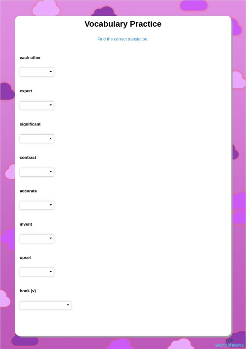Vocabulary Practice. Interactive worksheet | TopWorksheets