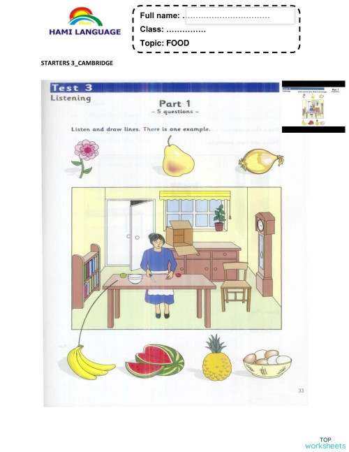 STARTERS 3 _ PRACTICE TEST (TEST 3). Interactive worksheet | TopWorksheets