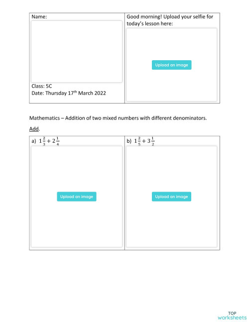 Add Two Mixed Numbers with Different Denominators. Interactive ...