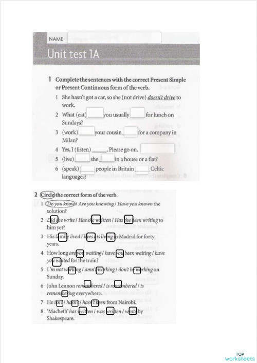NH intermeditate Unit 1. Interactive worksheet | TopWorksheets