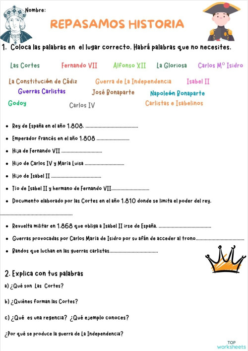 REPASAMOS HISTORIA. Ficha interactiva | TopWorksheets