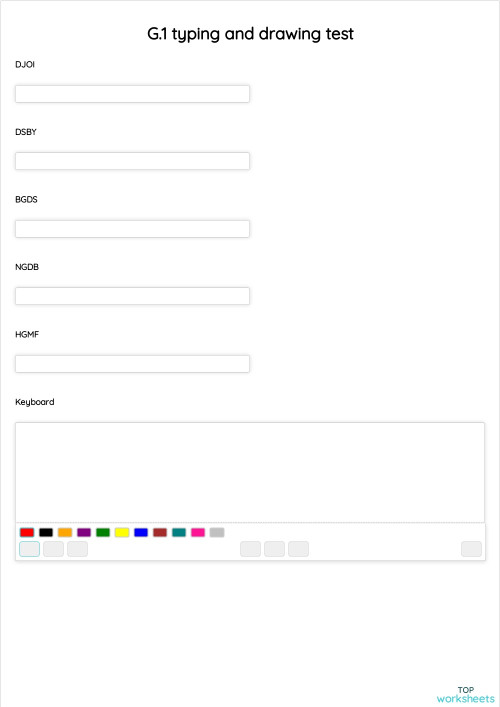 G.1 typing and drawing test 2. Interactive worksheet | TopWorksheets