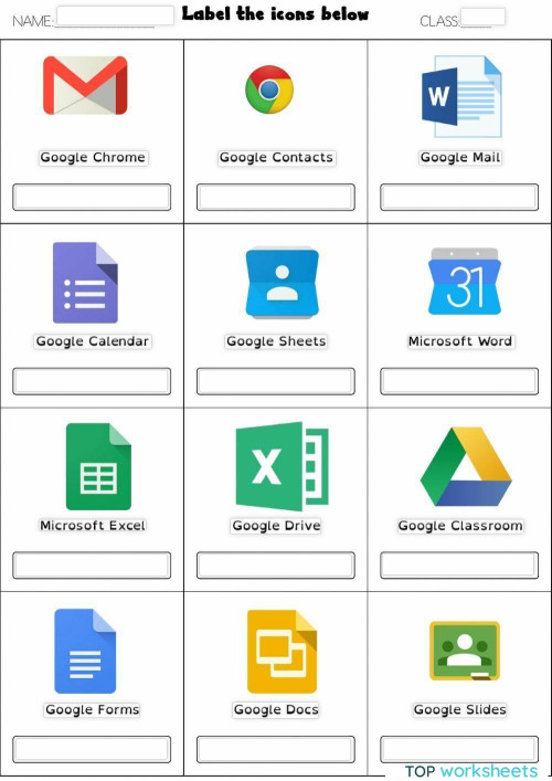 Computers - label these desktop icons. Interactive worksheet ...