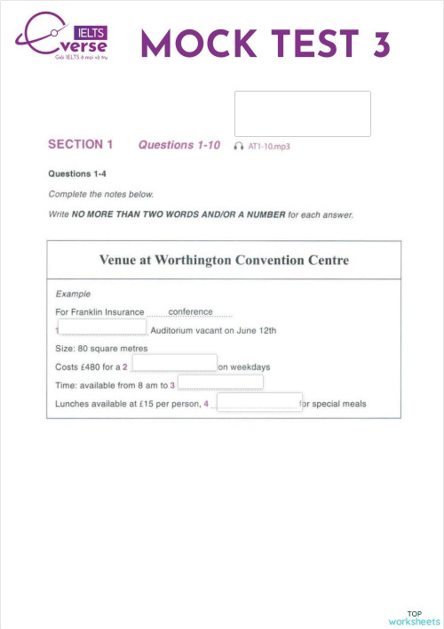 Chiến - Mocktest 3. Interactive worksheet | TopWorksheets