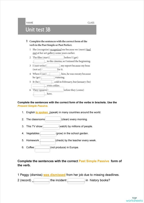 Present Simple Affirmative Interactive Worksheet Topworksheets