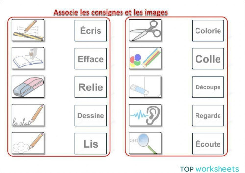 Les consignes des exercices de la classe. Fiche interactive | TopWorksheets