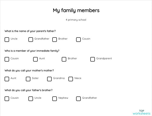 My family members. Interactive worksheet | TopWorksheets