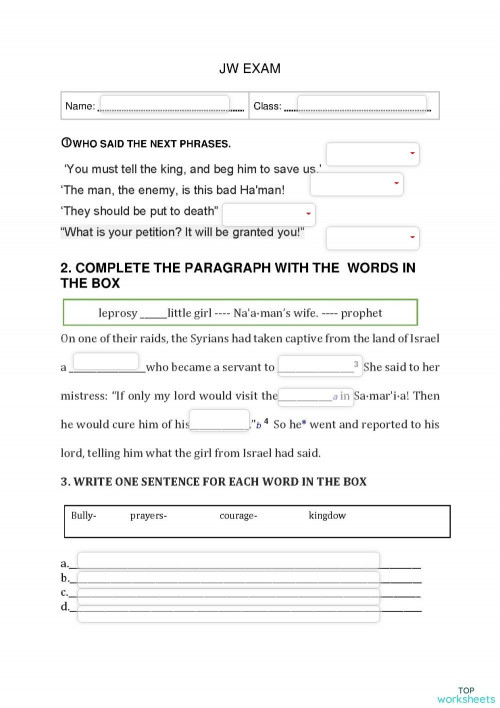 EXAM VALUES. Interactive worksheet | TopWorksheets