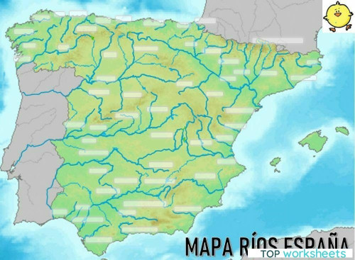 Mapa Ríos de España y Afluentes (Difícil). Ficha interactiva ...