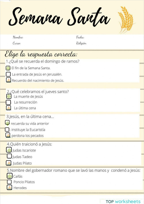 Semana santa. Ficha interactiva | TopWorksheets