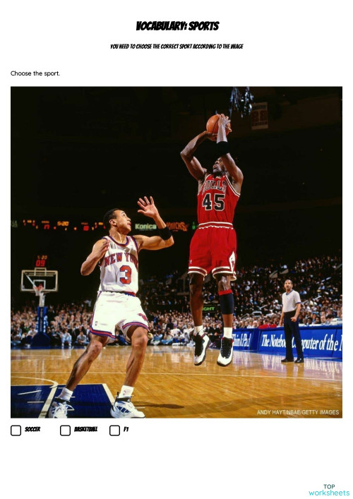 Vocabulary: Sports. Interactive worksheet | TopWorksheets