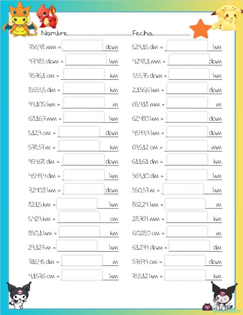 Unidades de medida. Ficha interactiva | TopWorksheets