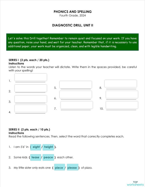 FOURTH GRADE Phonics and Spelling. Interactive worksheet | TopWorksheets