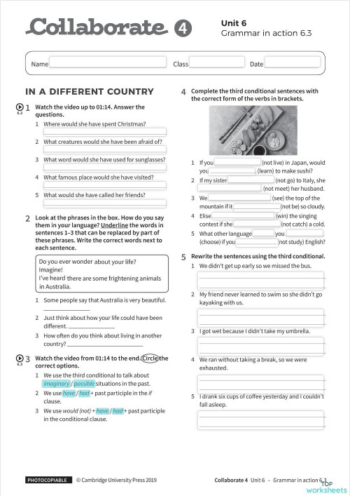 Collaborate 4 - Grammar In Action 6.2 - Third Conditional. Interactive ...