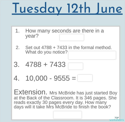 5 A Day 12/06/24. Interactive worksheet | TopWorksheets