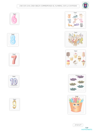 Refuerzo del los números del 6 al 10. Ficha interactiva | TopWorksheets