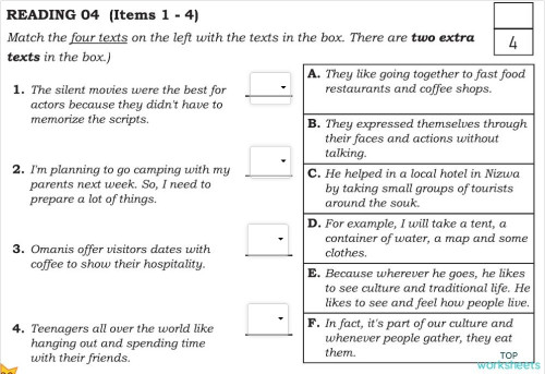 Reading1 practice. Interactive worksheet | TopWorksheets