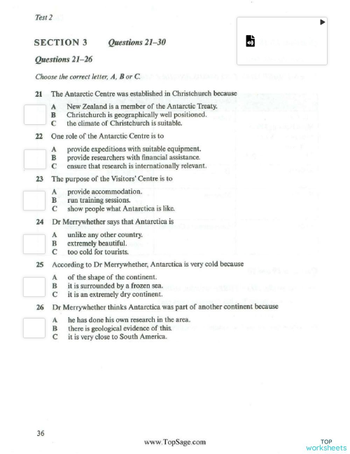 Pre F Listening Cam 7 Test 2 Part 3 + 4. Interactive worksheet ...