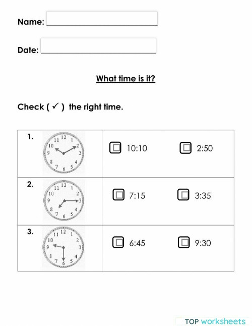 Telling time. Interactive worksheet | TopWorksheets
