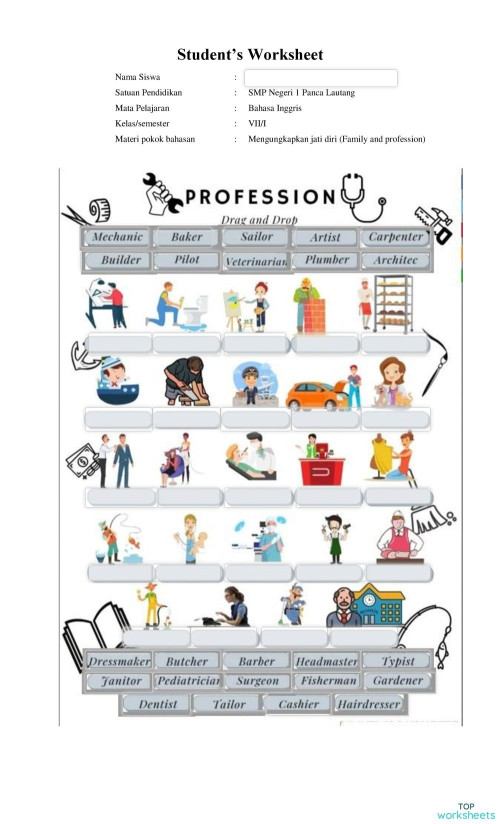 WORKSHEET PROFESSION 1. Interactive worksheet | TopWorksheets