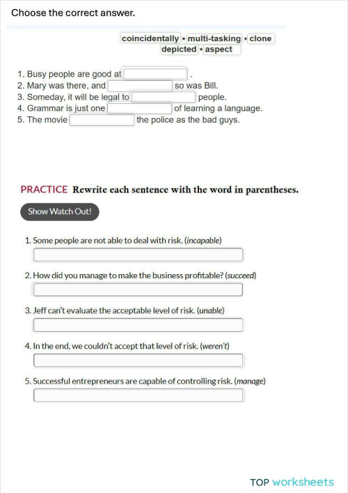 vocabulary general English ( T). Interactive worksheet | TopWorksheets