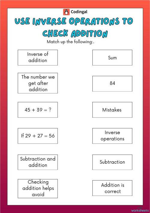 M_G03M13L27_WA02_Use_inverse_operations_to_check_addition_4. Interactive worksheet | TopWorksheets