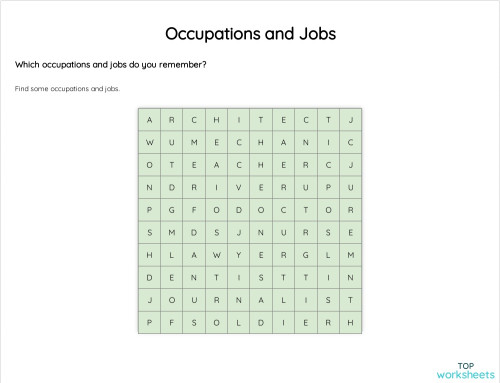 Occupations and Jobs. Interactive worksheet | TopWorksheets