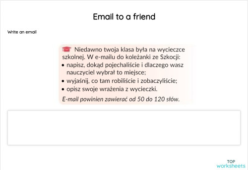 Email to a friend. Interaktywny arkusz | TopWorksheets