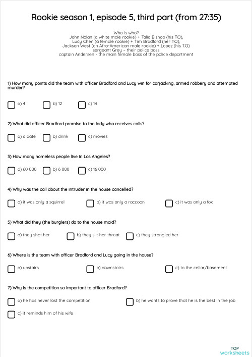 Rookie season 1, episode 5, third part (from 27:35). Interactive ...