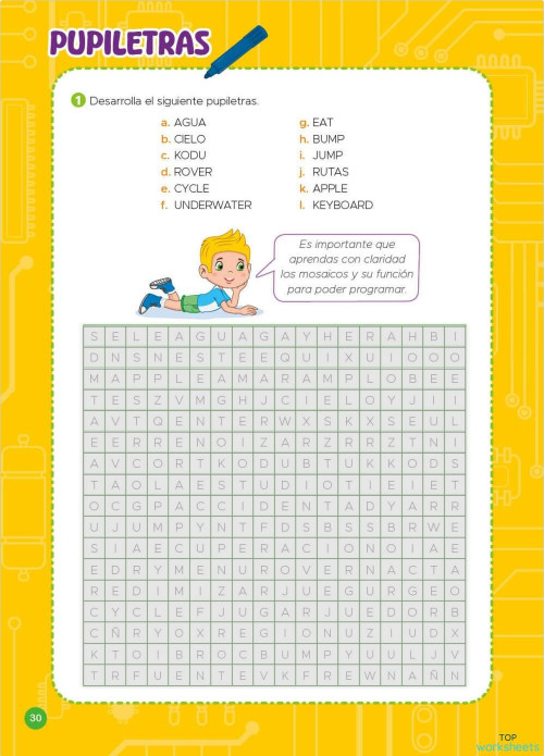 Página 30 - Pupiletras. Ficha interactiva | TopWorksheets