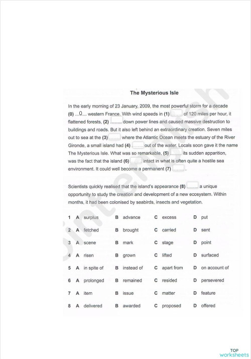 C1 Advanced PT+ Use of English Part 1. Interactive worksheet ...